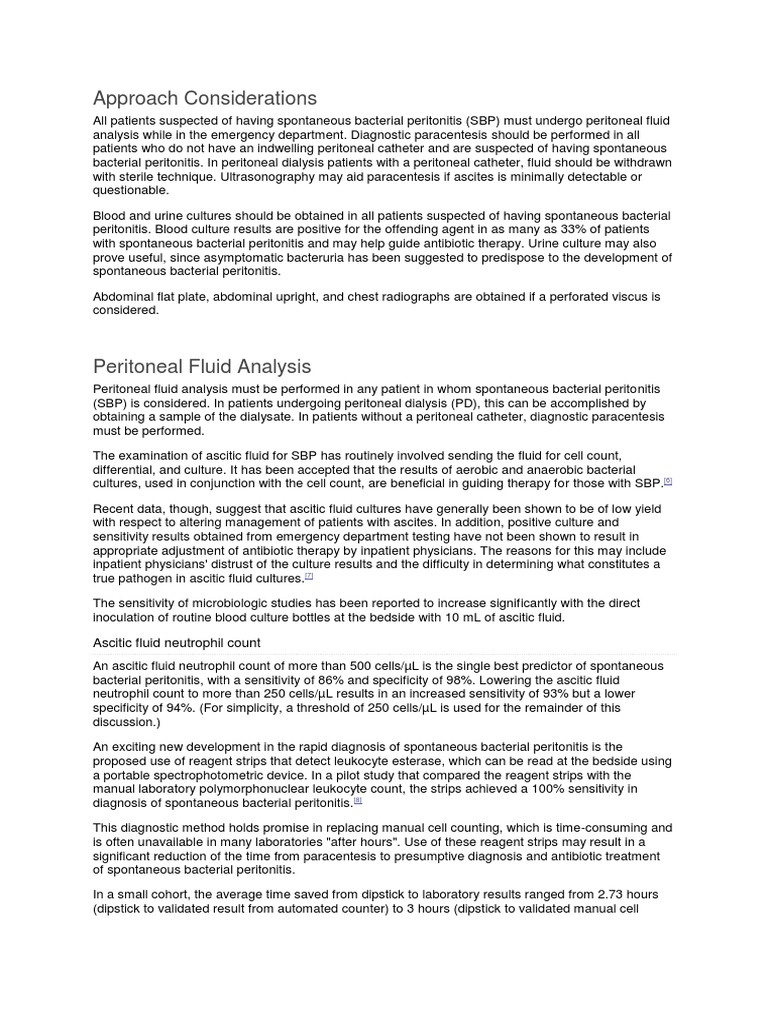 SBP Investigation and Treatment | PDF | Cirrhosis | Health Sciences