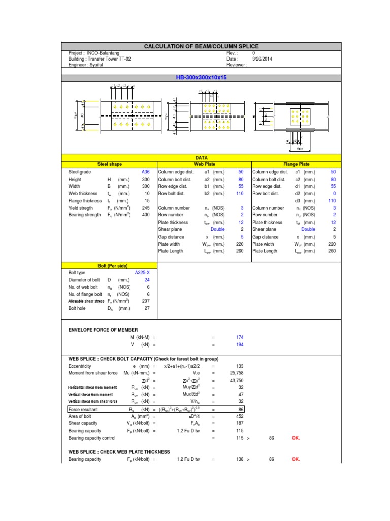 Beam Column+Splice+and+End+Plate+ +connection | PDF | Screw | Column