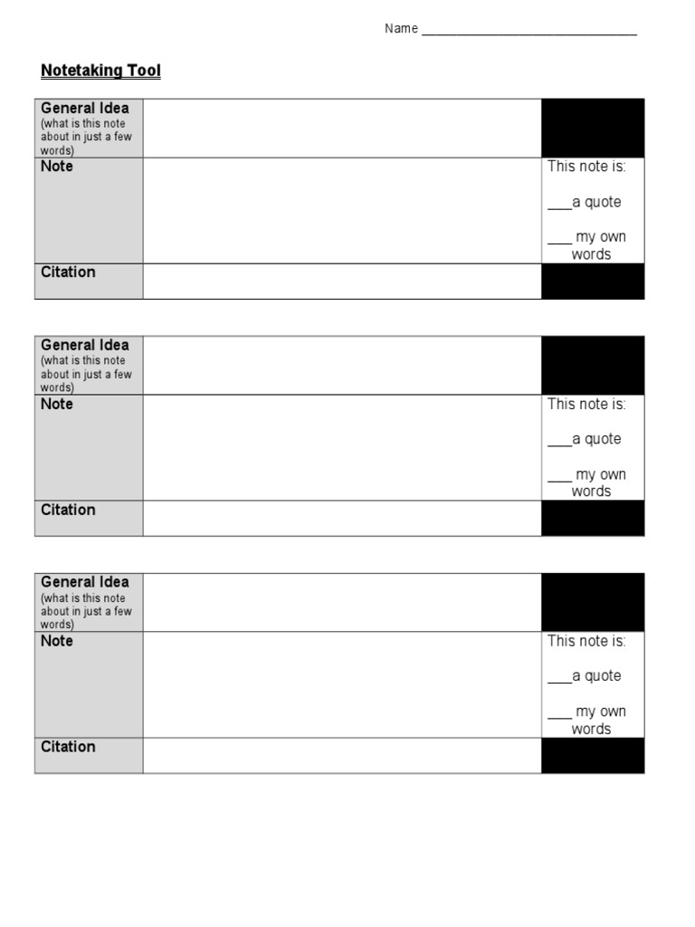 Notetaking Tool | PDF | Language Arts & Discipline
