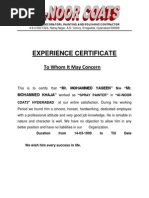 Driver Experience Certificate Format | PDF