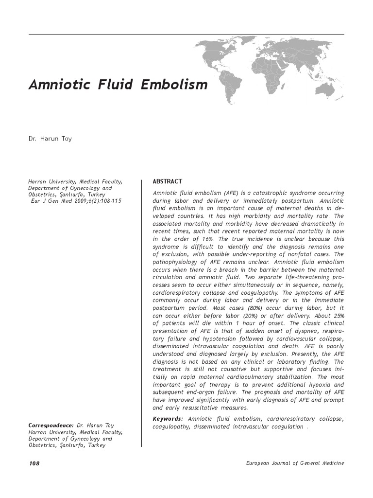 Amniotic Fluid Embolism | Childbirth | Fetus