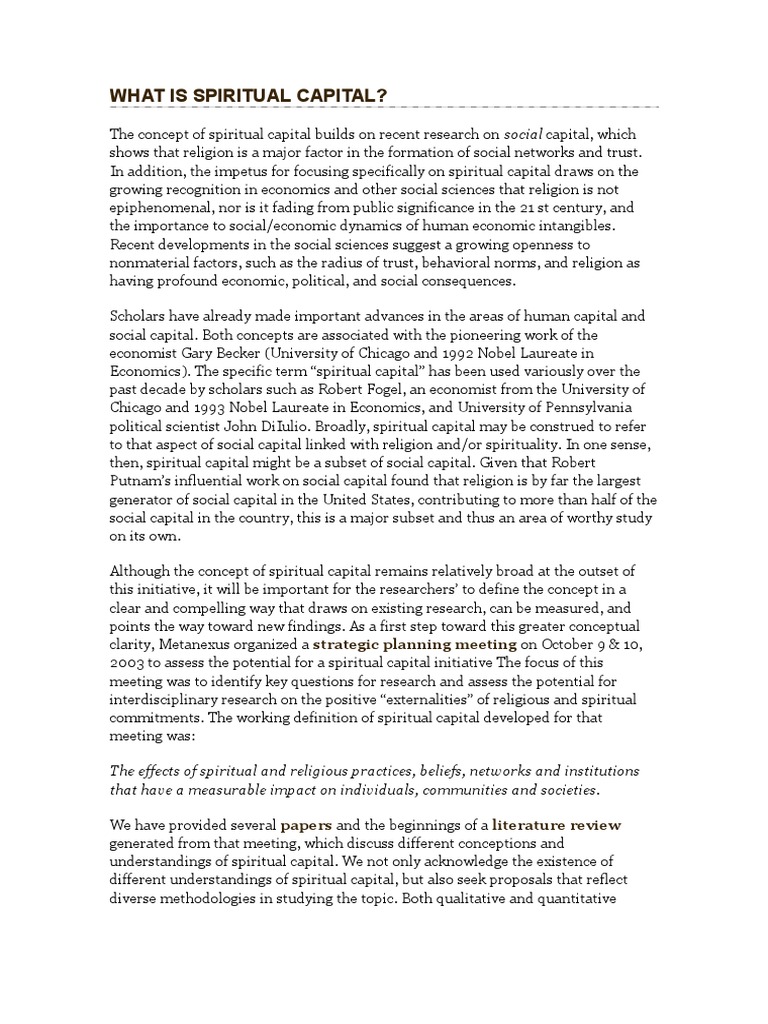 What Is Spiritual Capital | PDF | Social Capital | Spirituality