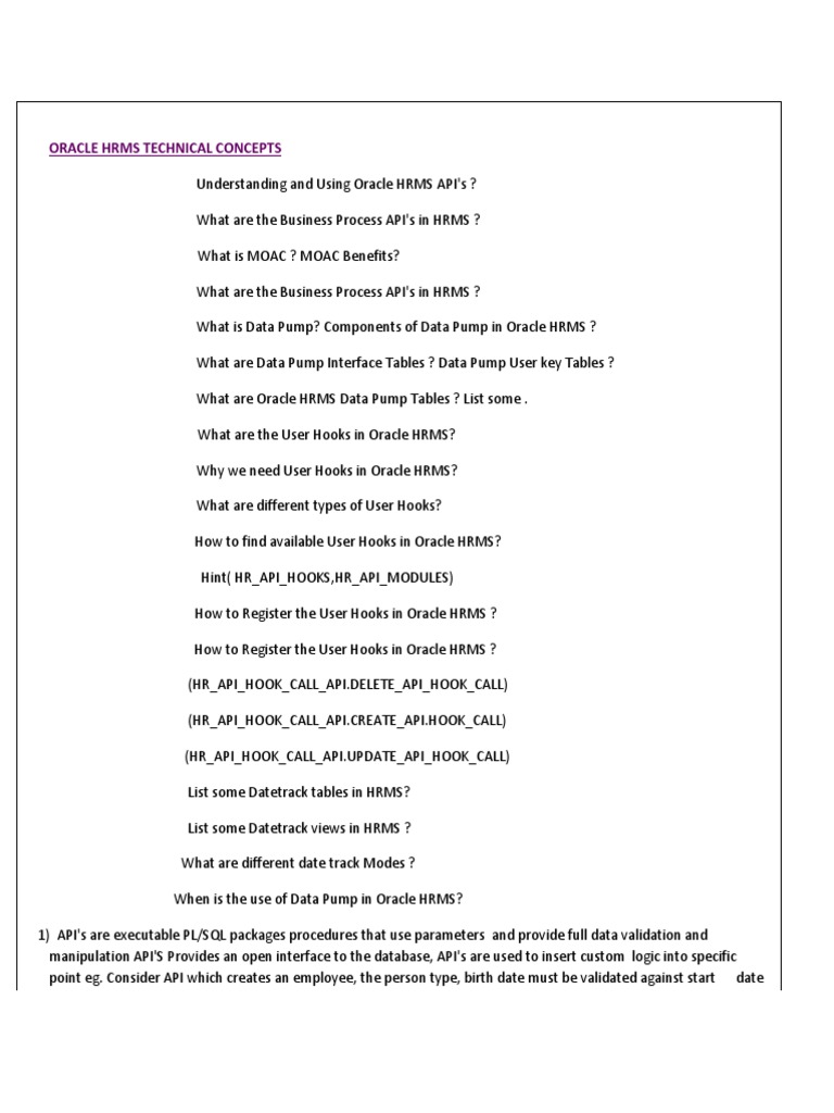 Oracle Hrms Technical Concepts | PDF | Oracle Database | Application Programming Interface