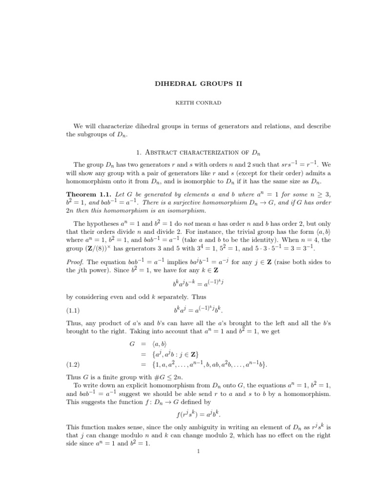 Dihedral 2 | PDF | Index Of A Subgroup | Group (Mathematics)