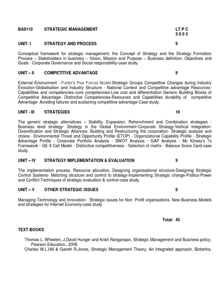 Strategicmanagement Notes Print | PDF | Strategic Management | Swot ...