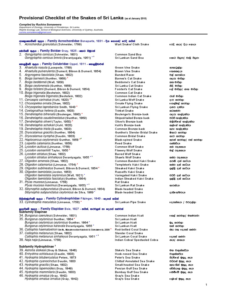 SL Snakes Jan2010 RSSL - Snakes - Jan2010 - RS. | PDF
