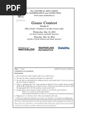 Gauss Math Contest