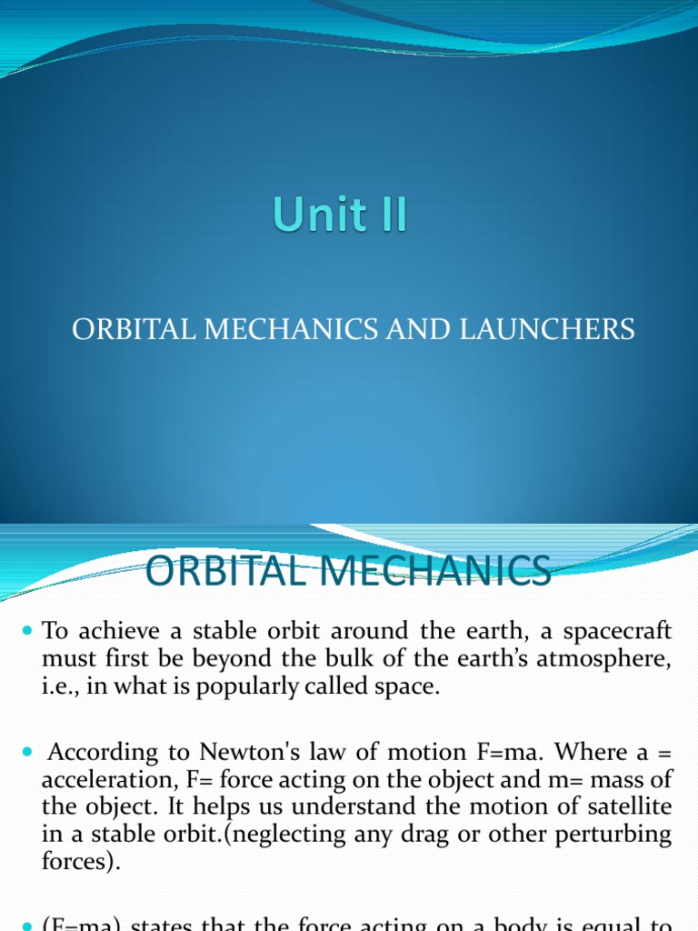 Unit II | PDF | Orbit | Apsis