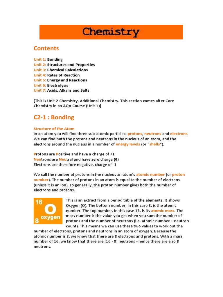 Chemistry Unit 2: Bonding and Structures | PDF