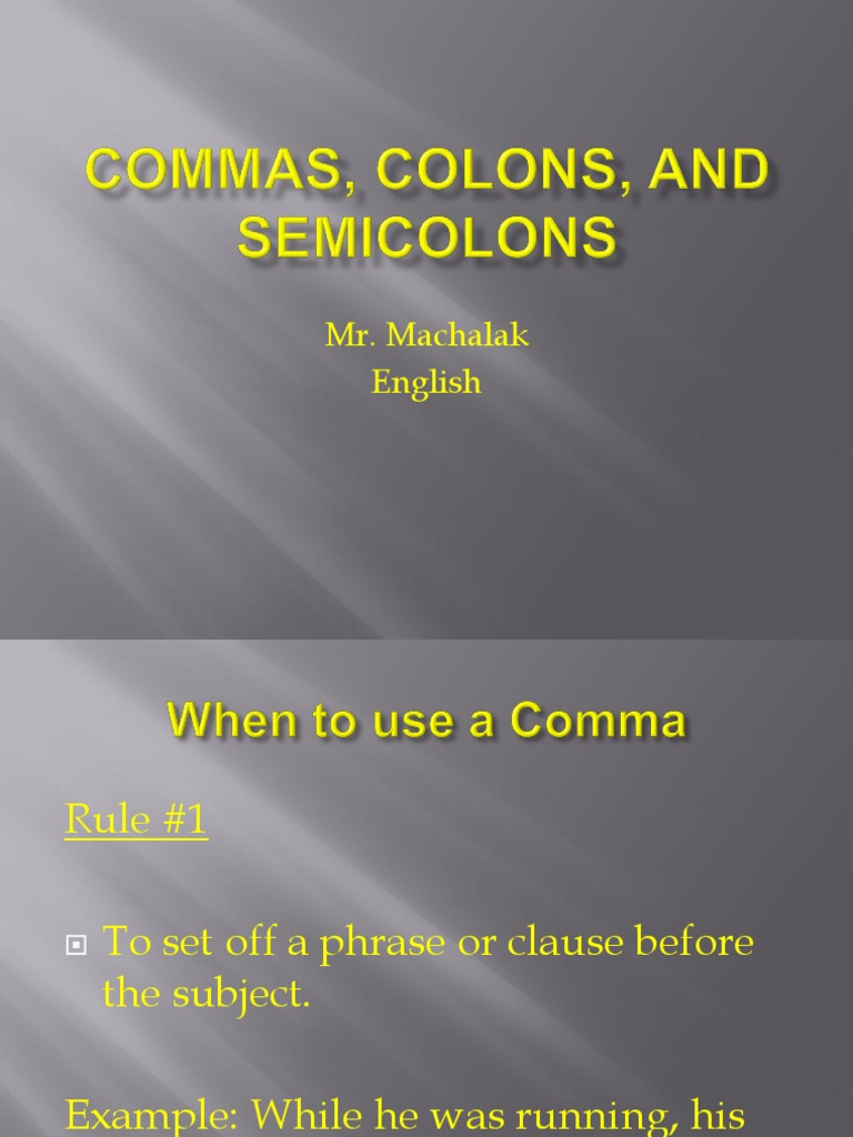 Comma and Semicolon Usage Rules | PDF