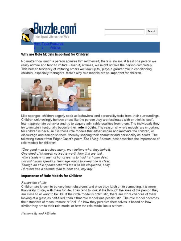 Hom e Topic S Featured Articles: Why Are Role Models Important For ...