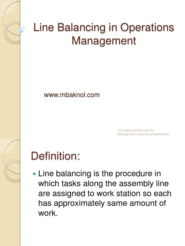 Line Balancing in Operations Management: Management Notes and ...