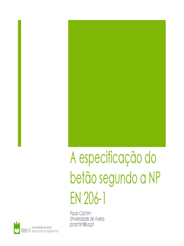 NP EN 206 1 Especifica o Bet o PDF Concreto Cimento