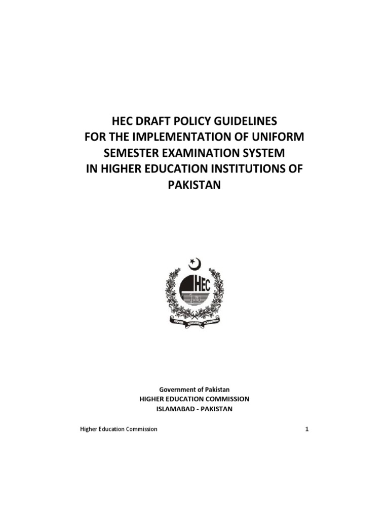 HEC Guidelines for Uniform Semester System | PDF | Course Credit ...