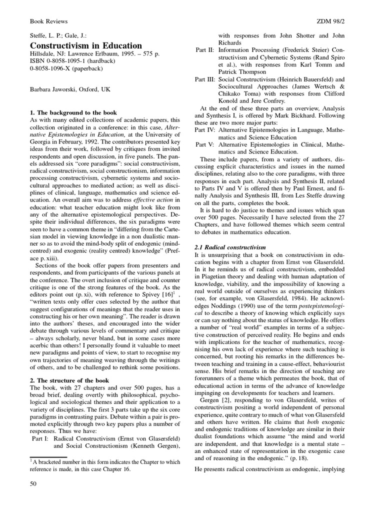 Constructivism in Education | PDF | Constructivism (Philosophy Of ...