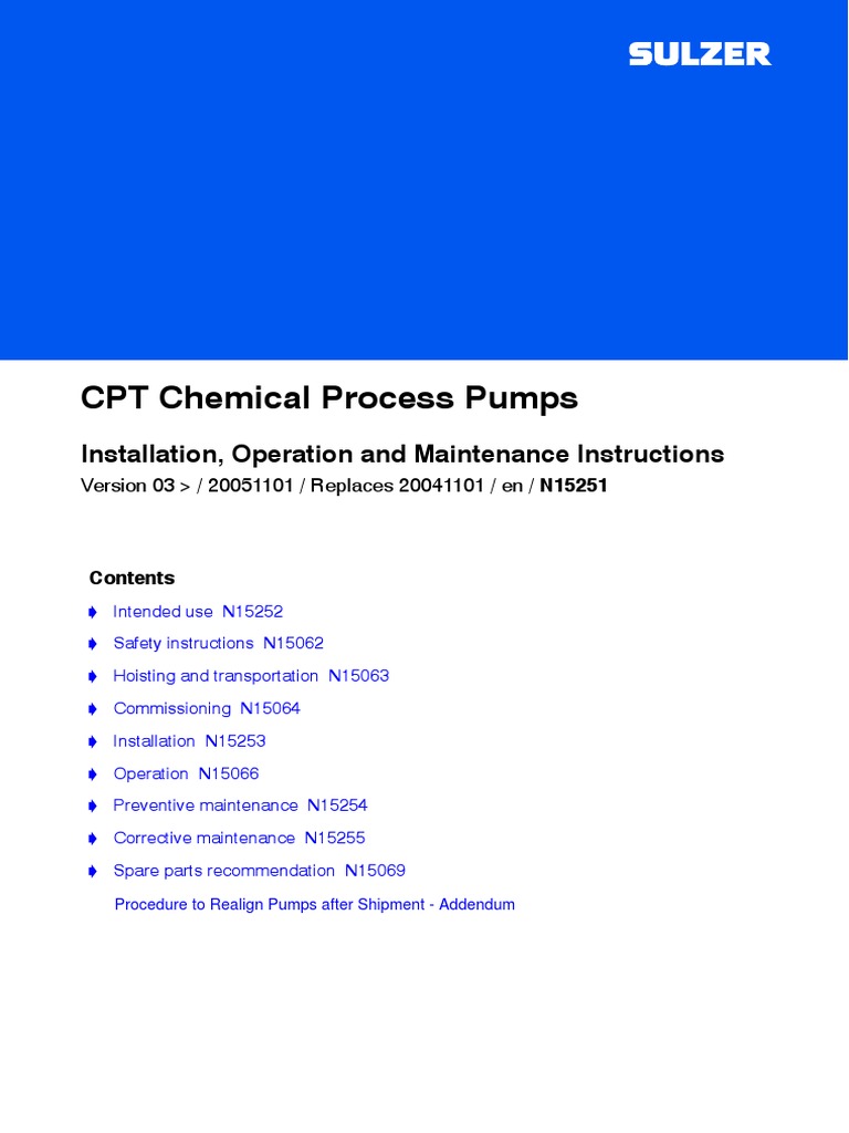 CPT IOM 20051101 English | PDF | Pump | Valve