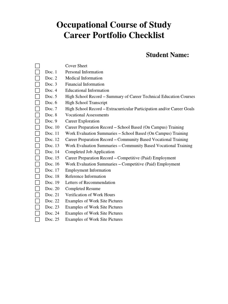 Career Portfolio Examples