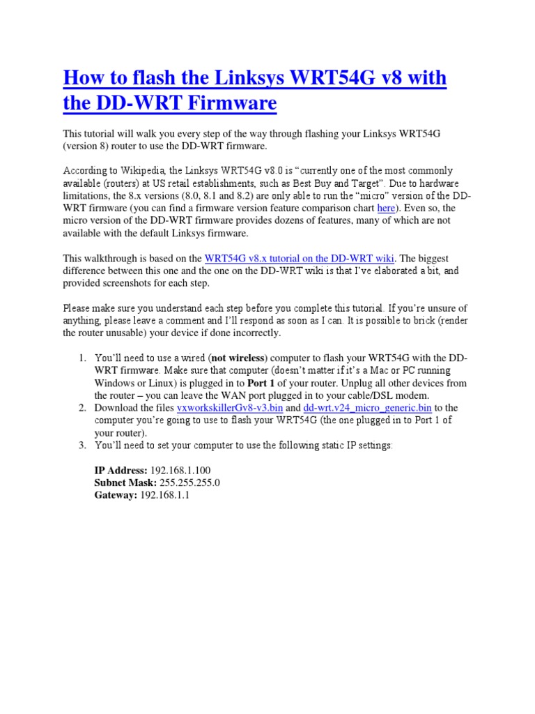 Flash The Linksys WRT54G v8 With The DD-WRT Firmware - Simple Help ...