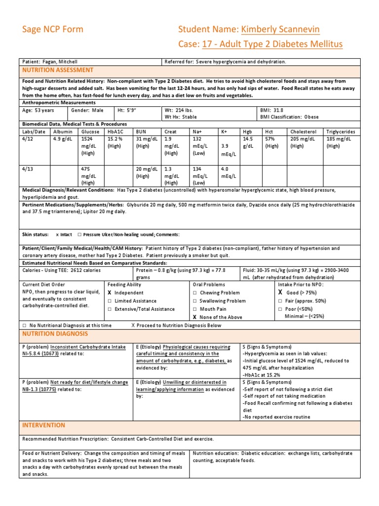 Revised NCP Data Collection Form3 | PDF | Food And Drink | Medical ...