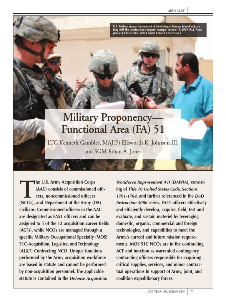 25 Military Proponency - Functional Area (FA) 51 200904 | PDF | Non ...