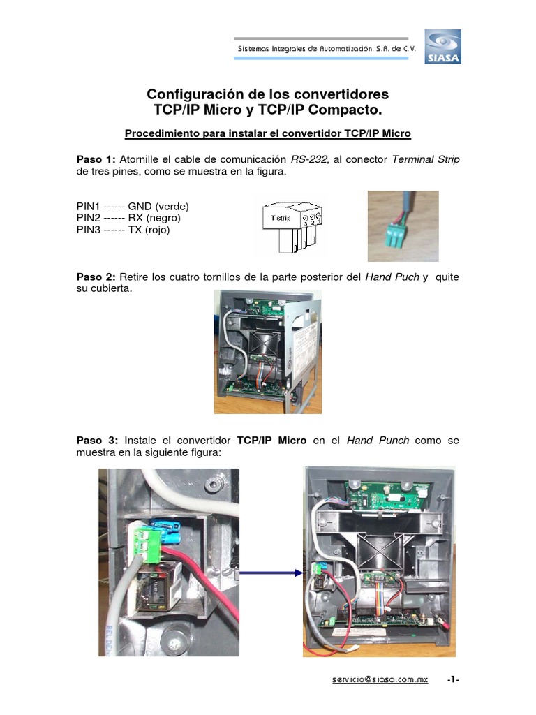 Configuración TCP-IP Hand Punch 1000 | PDF | Protocolo de Control de ...