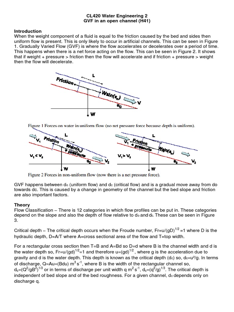 CL420 Water Engineering 2 H41 GVF Lab | PDF | Classical Mechanics | Mechanics