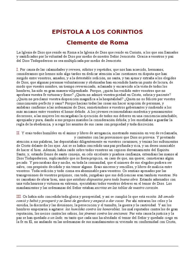 Clemente de Roma - Epistola A Los Corintios | PDF
