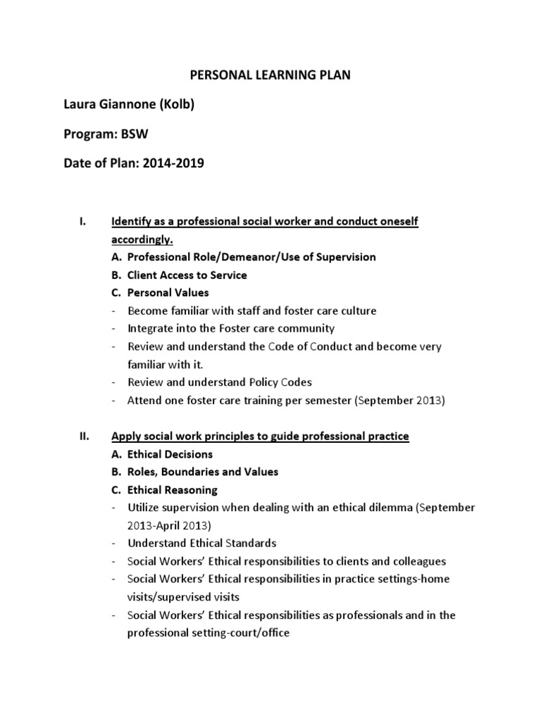 learning plan | Social Work | Value (Ethics) | Free 30-day Trial | Scribd