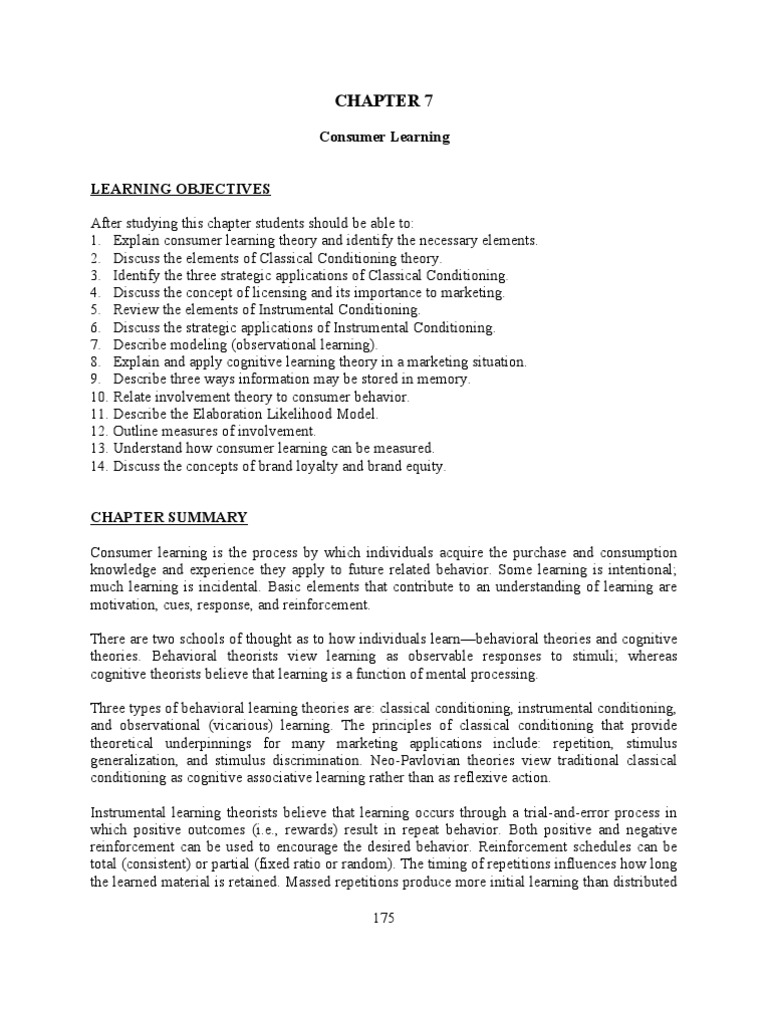 Consumer Learning LEARNING OBJECTIVES After Studying This Chapter ...