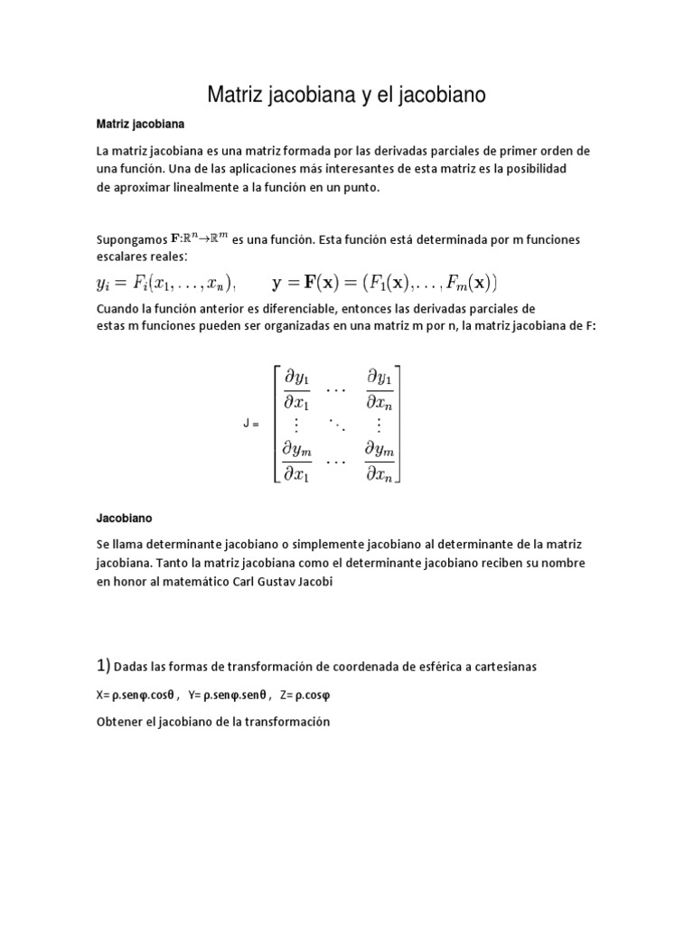 Matriz Jacobiana y El Jacobiano | Descargar gratis PDF | Sustracción ...