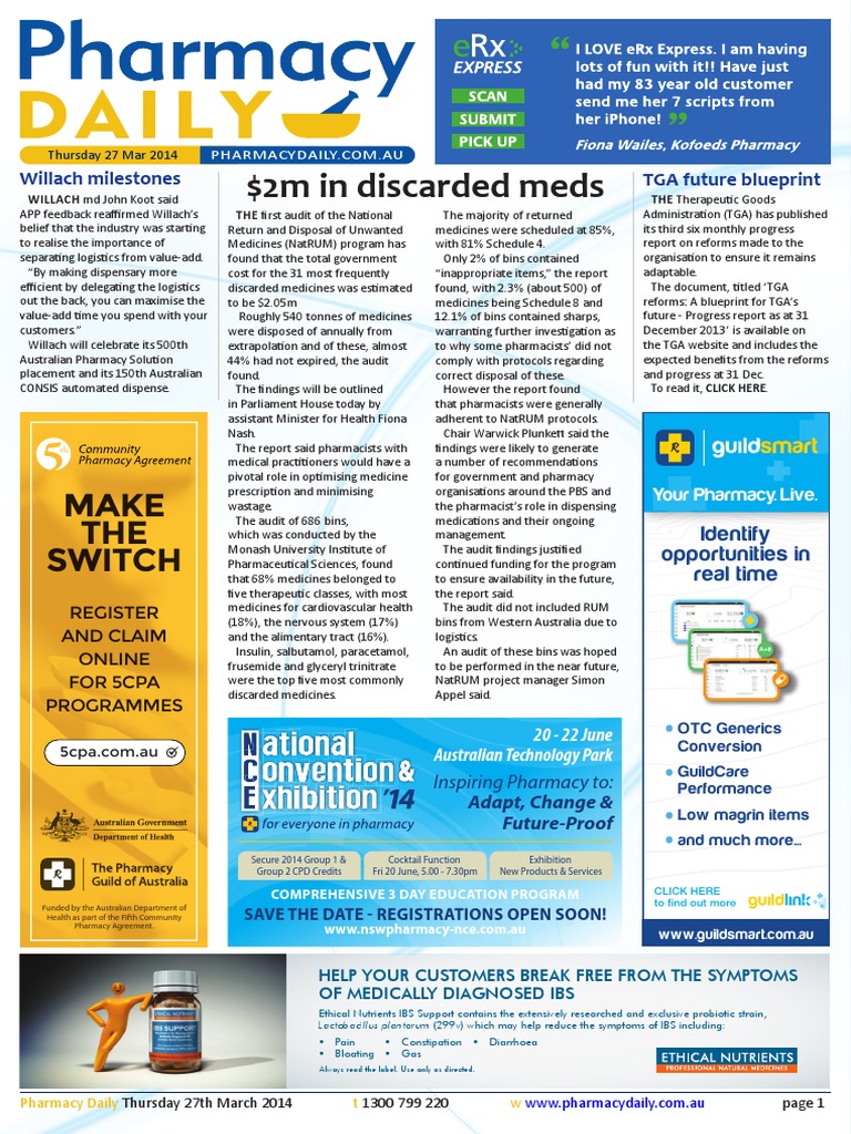 Pharmacy Daily For Thu 27 Mar 2014 - $2m in Discarded Meds, Strong ...