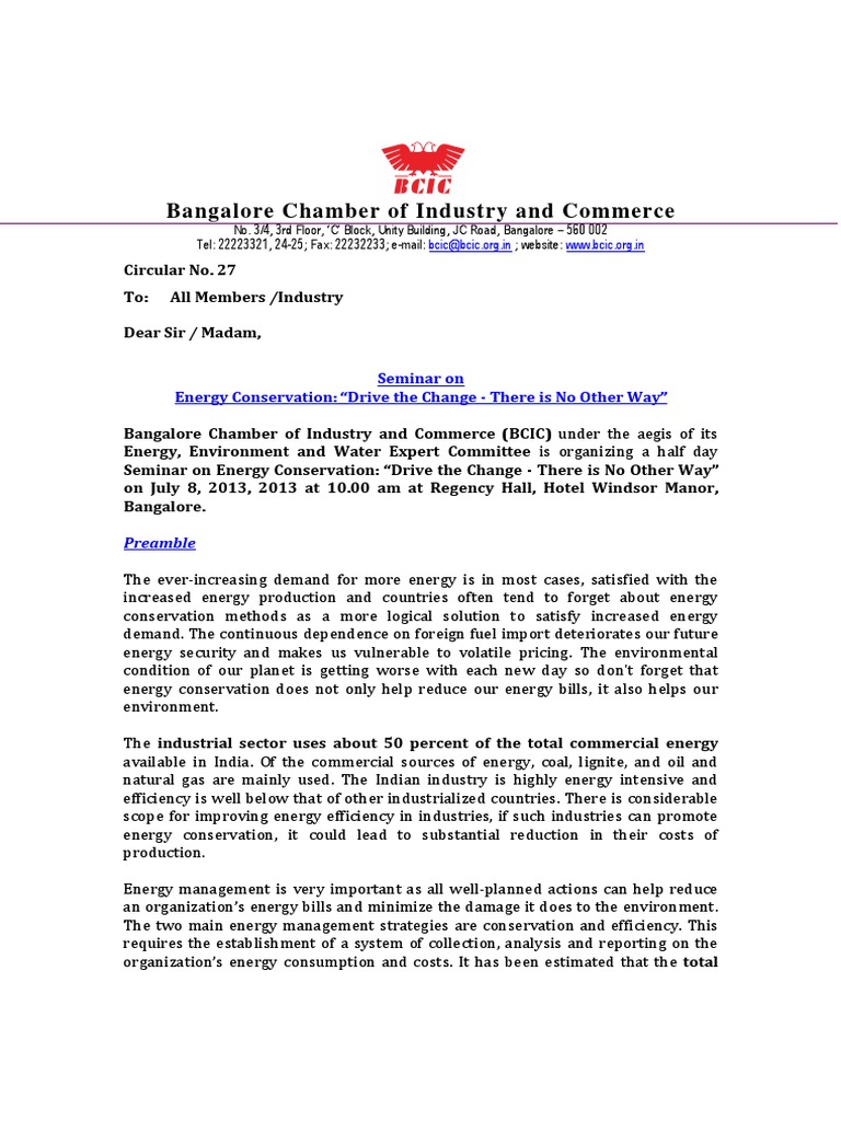 Energy Conservation Seminar Invitation | PDF | Energy Conservation ...