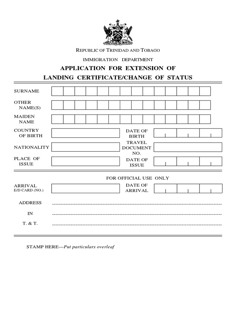 Immigration Extension Application Form | PDF
