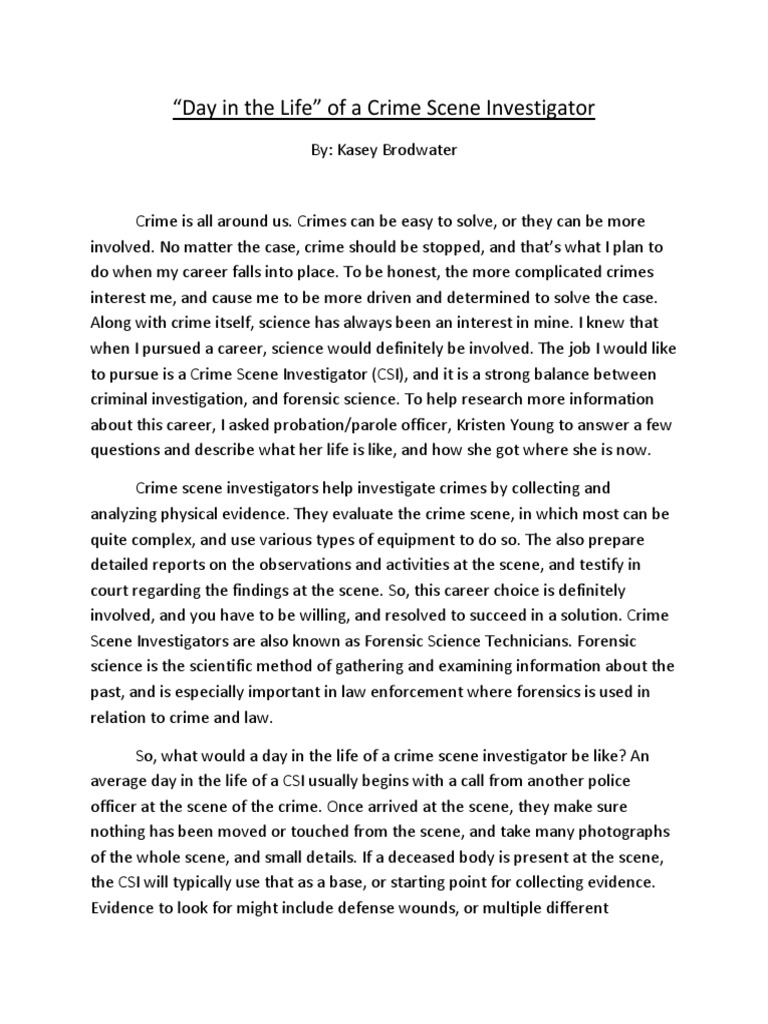 Csi Day in The Life | PDF | Forensic Science | Crime Scene