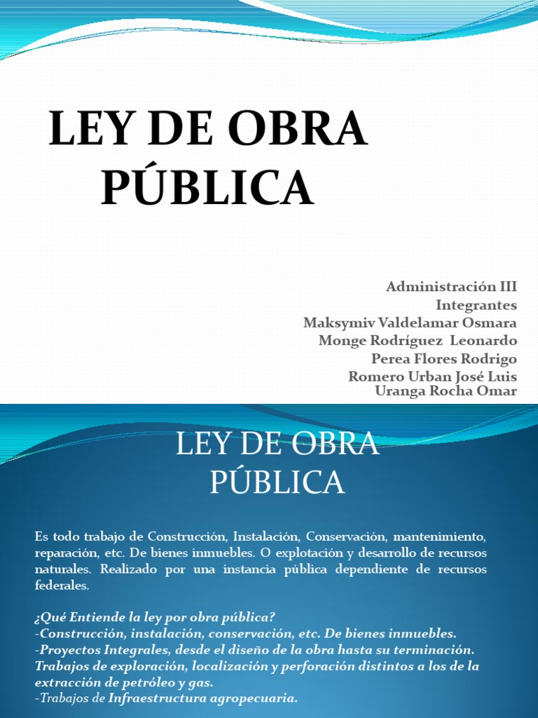 Ley de Obra Publica | Federación | Estado (política) | Prueba gratuita ...