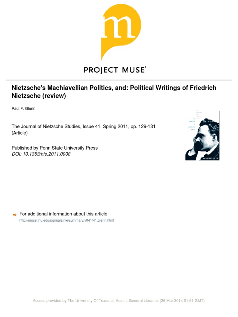 Nietzsche's Machiavellian Politics, and Political Writings of Friedrich ...