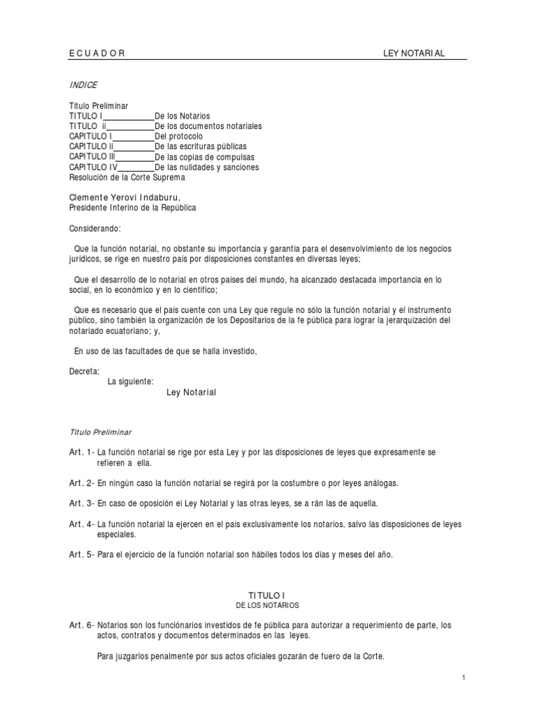 Ley Notarial de Ecuador 2024 | PDF | Caso de ley | Virtud