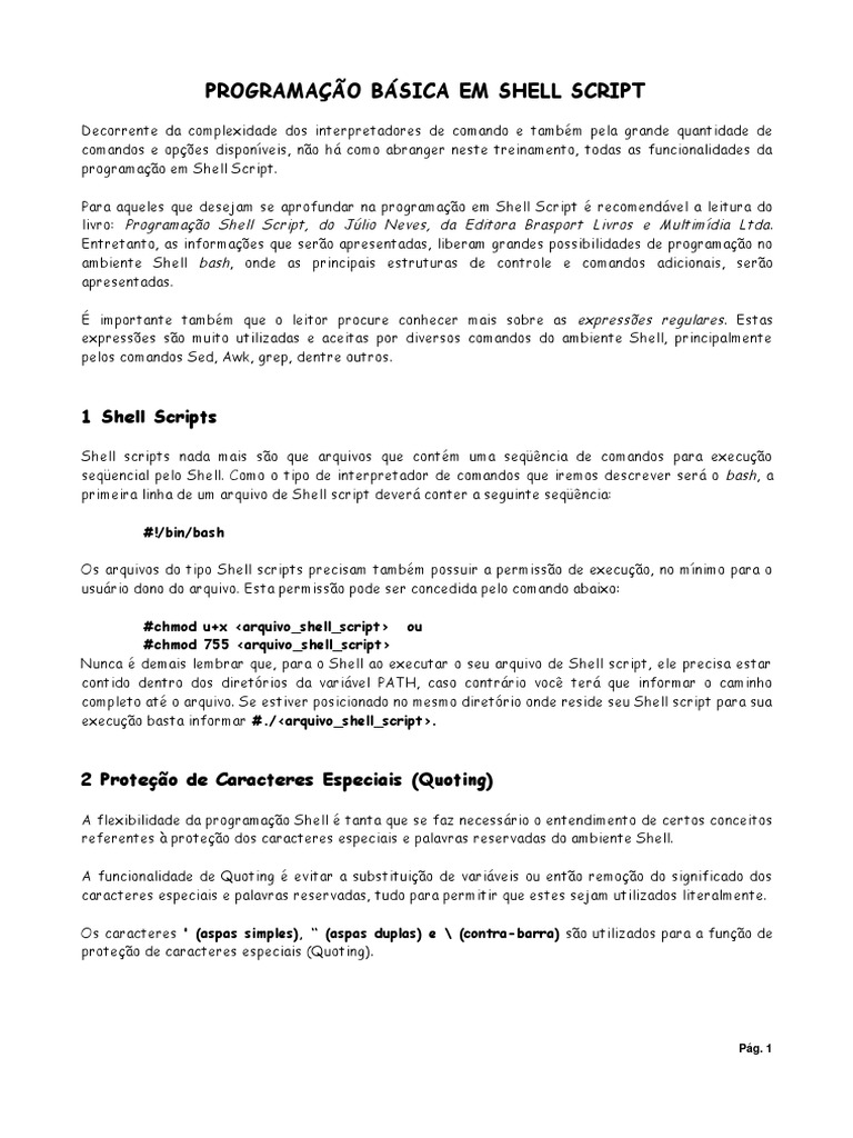 Shell Script Manual Basico | PDF | Shell (informática) | Linguagem de script