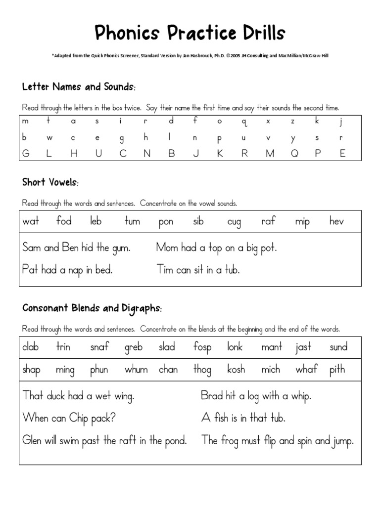 Phonics Practice Drills | PDF