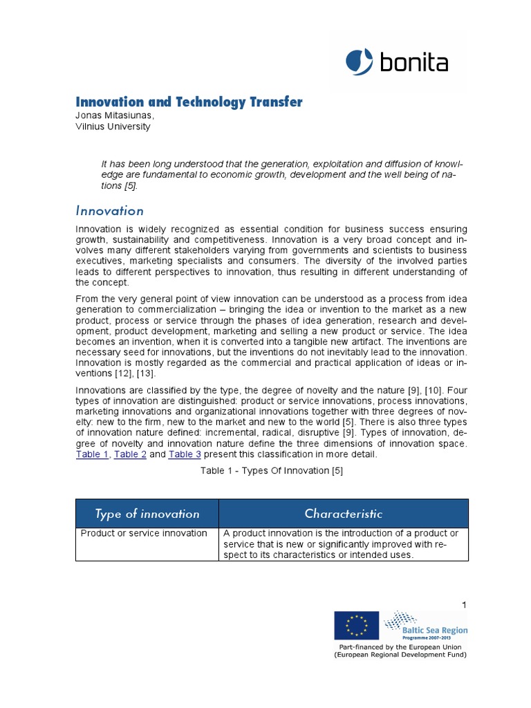Innovation and Technology Transfer Process | PDF | Technology Transfer ...