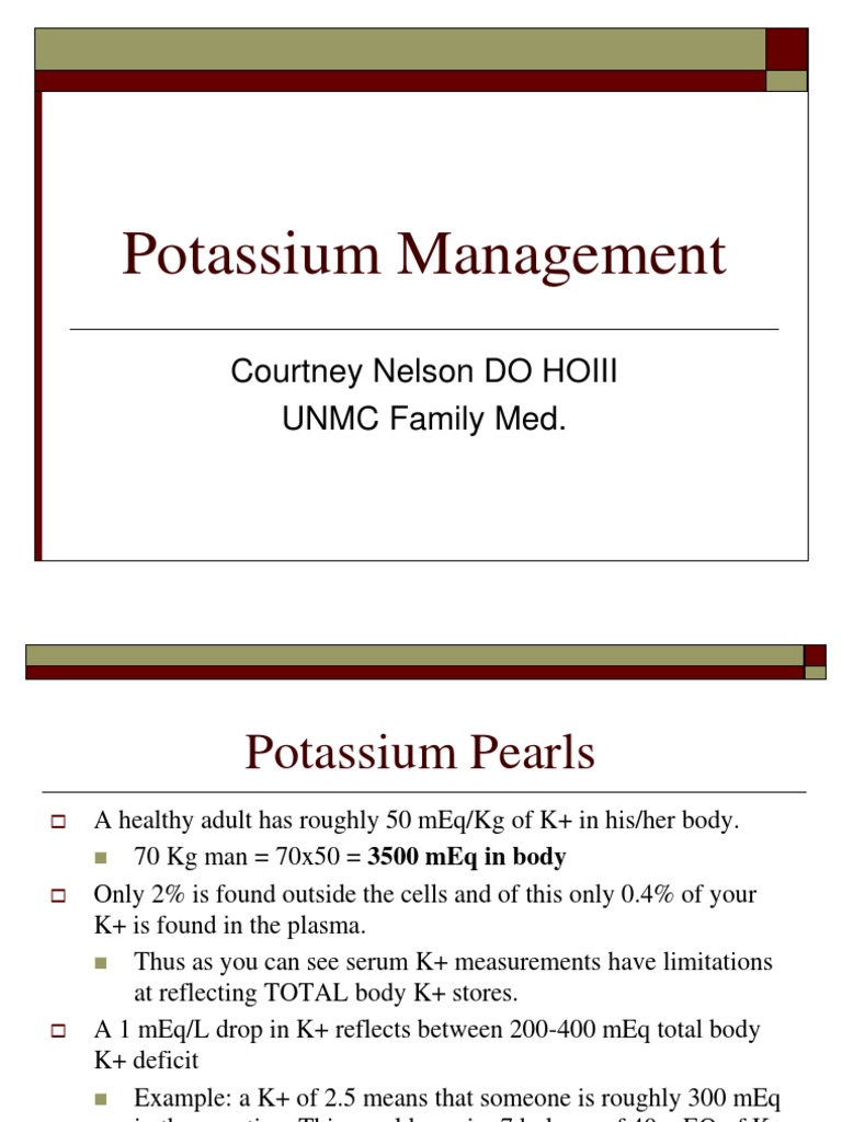 Potassium Management | PDF | Potassium | Diet & Nutrition