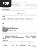 Physio Initial Assessment Form | PDF | Self-Improvement