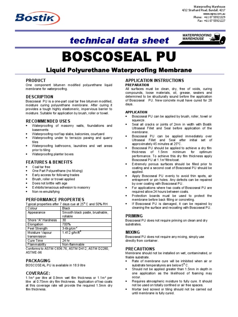 Bostik Boscoseal Pu | PDF | Adhesive | Concrete