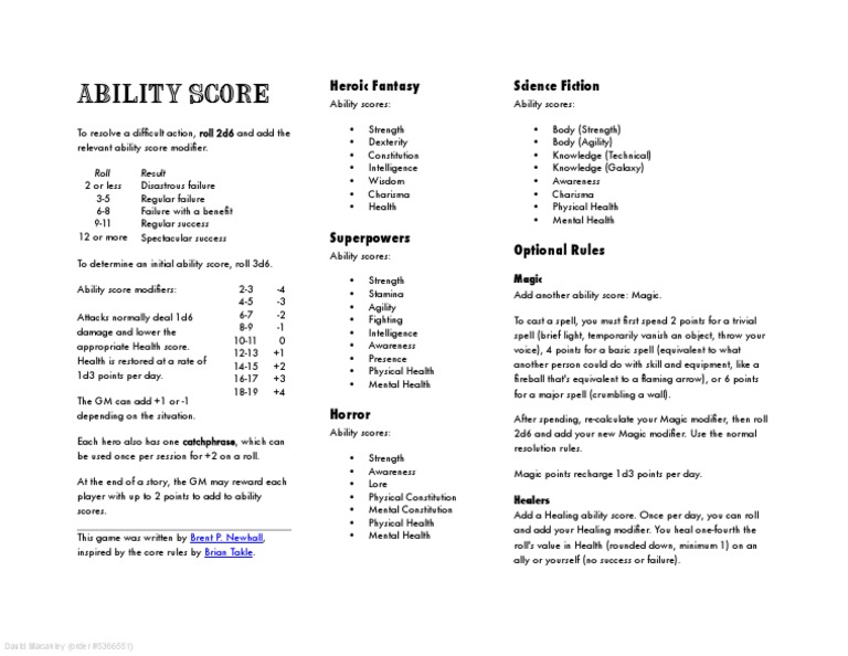 Ability Score: Heroic Fantasy Science Fiction | PDF | Teaching Methods ...
