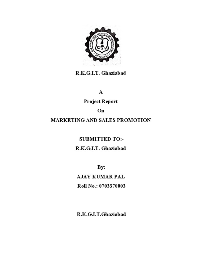 Marketing and Sales Promotion Report | PDF | Retail | Industries