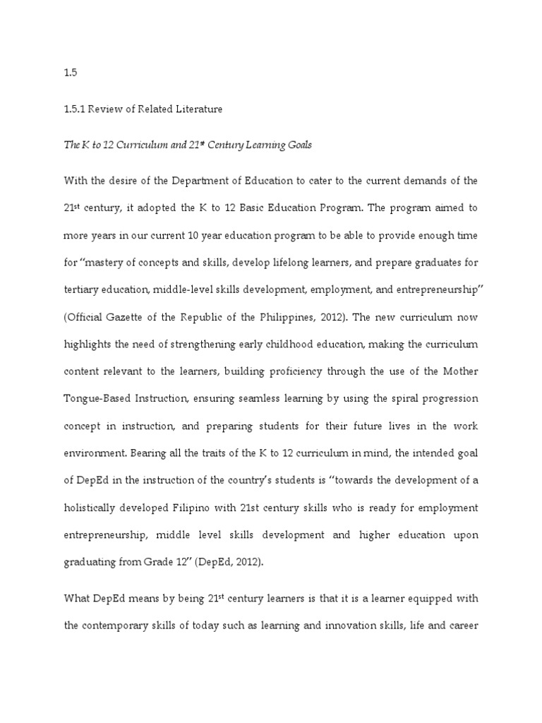 Revised RRL To Chapter 2 | PDF | Information Literacy | Literacy