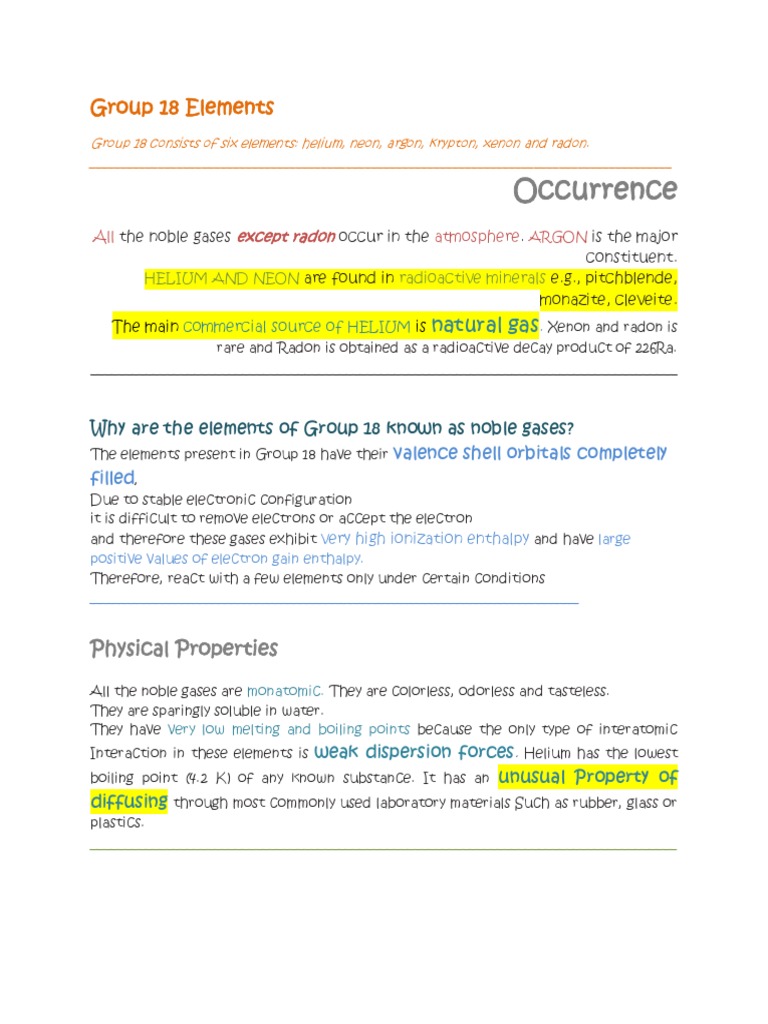 P Block Elements | PDF | Chlorine | Nitrogen