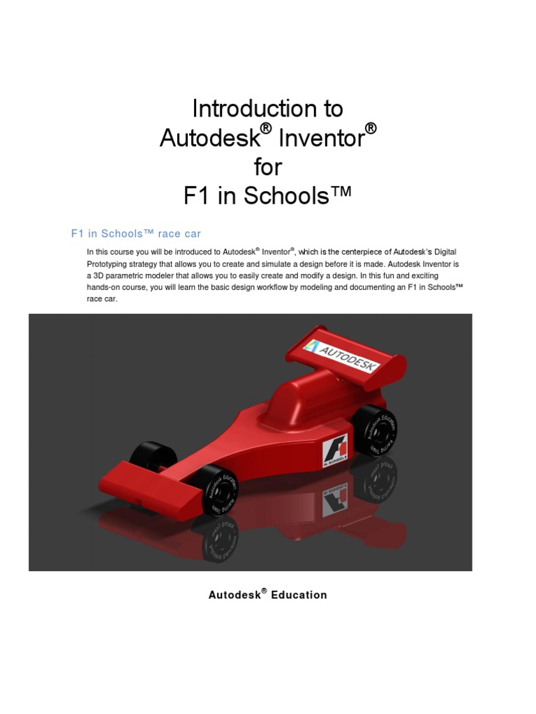 Autodesk Inventor F1 in Schools Print Version | PDF | Point And Click ...