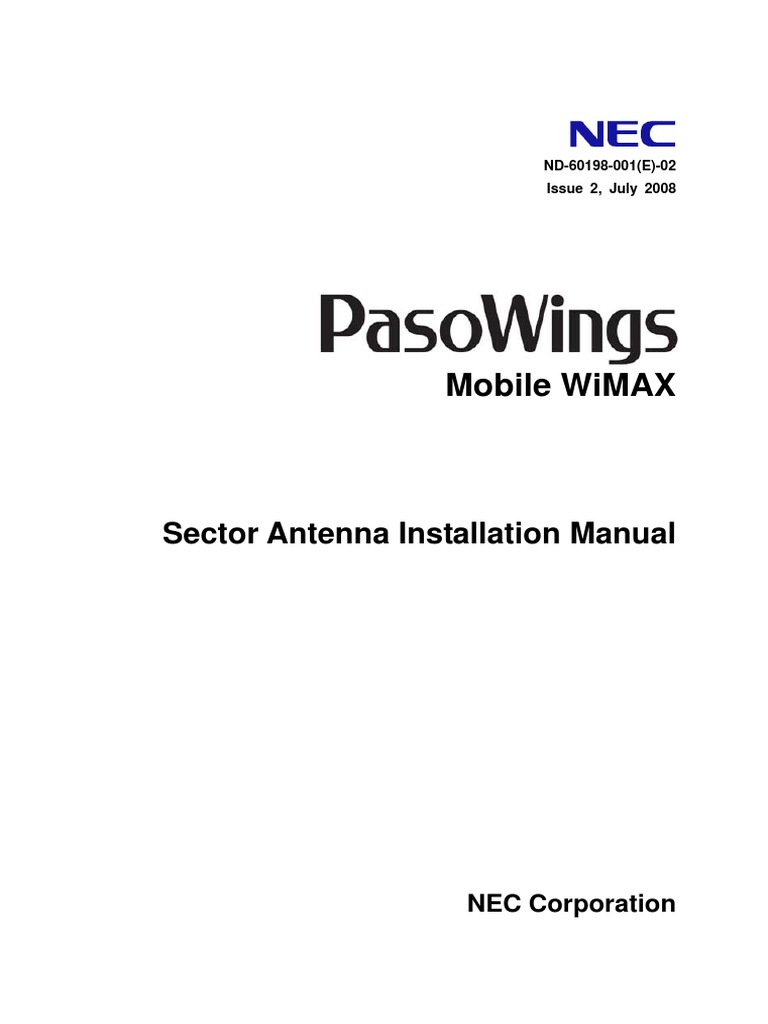 Mobile Wimax: Sector Antenna Installation Manual | PDF | Electrical Connector | Antenna (Radio)