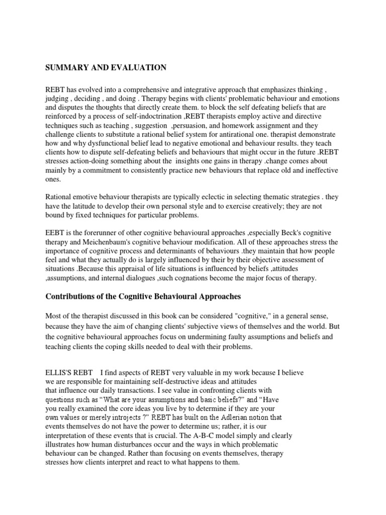 Limitations of Cognitive Behavioral Therapy | PDF | Rational Emotive ...